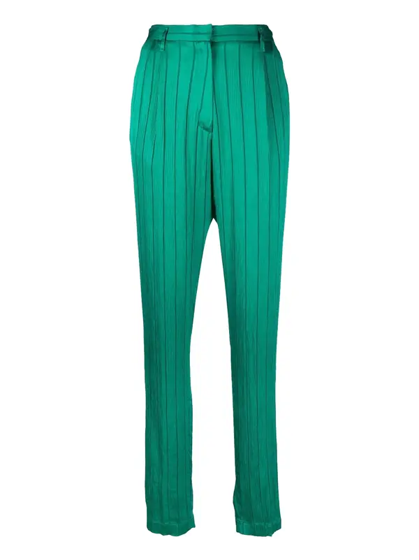 FORTE_FORTE Striped High-waisted Trousers - Green
