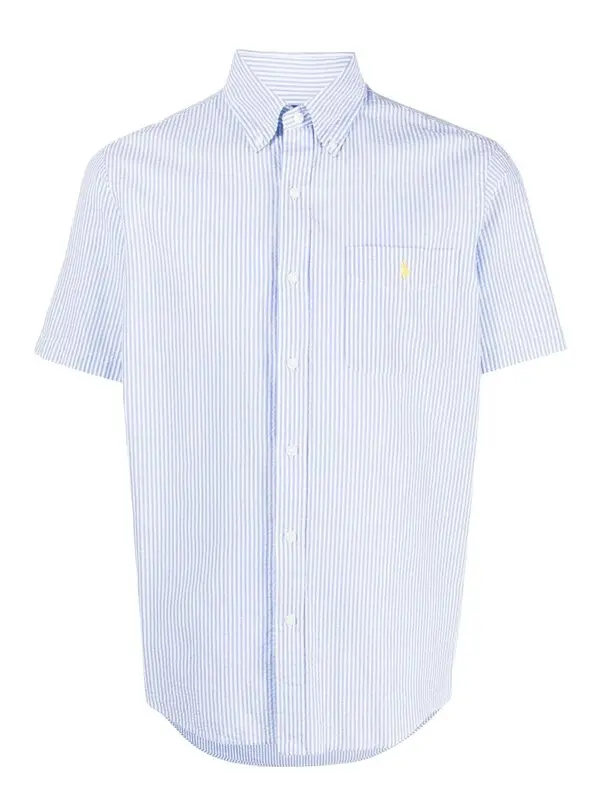 Polo Ralph Lauren Embroidered-logo Candy Stripe Shirt - Blue