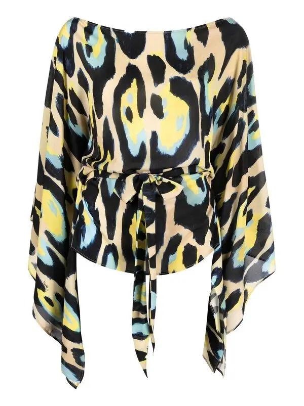 Roberto Cavalli Animal-print Draped Blouse - Neutrals