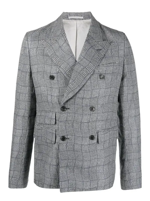 Kenzo Checked Double-breasted Blazer - Grey