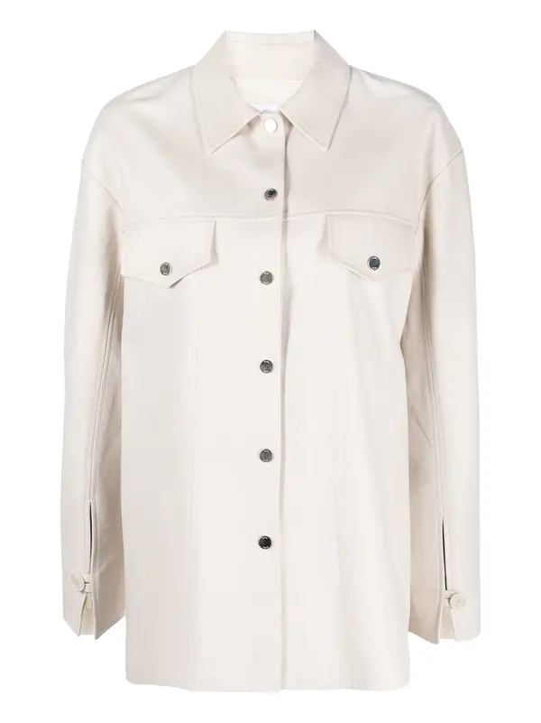 Drome S Leather Shirt Jacket - Neutrals