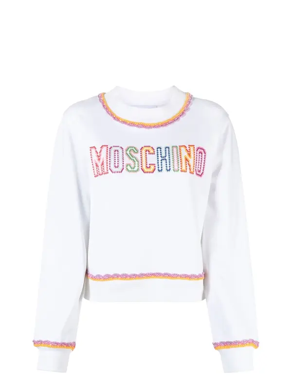 Moschino Macramé-trimmed Cotton Sweatshirt - White