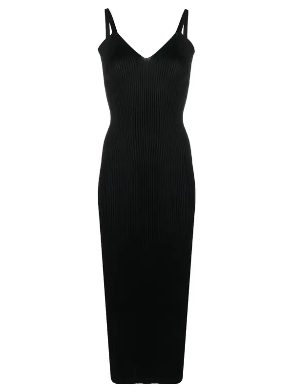 Our Legacy V-neck Ribbed-knit Dress - Black