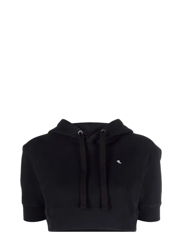 Raf Simons Cropped Short-sleeve Hoodie - Black