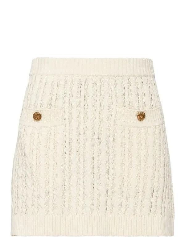 Prada Cable-knit Cotton Miniskirt - Neutrals