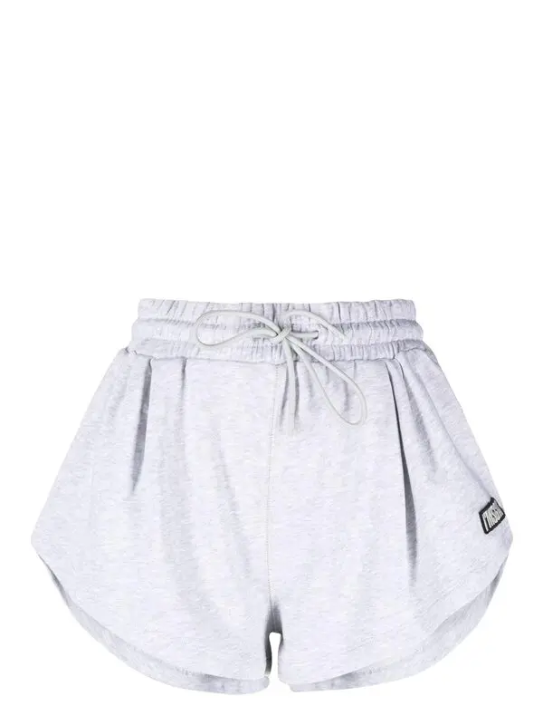 MSGM Logo Patch Drawstring Cotton Shorts - Grey