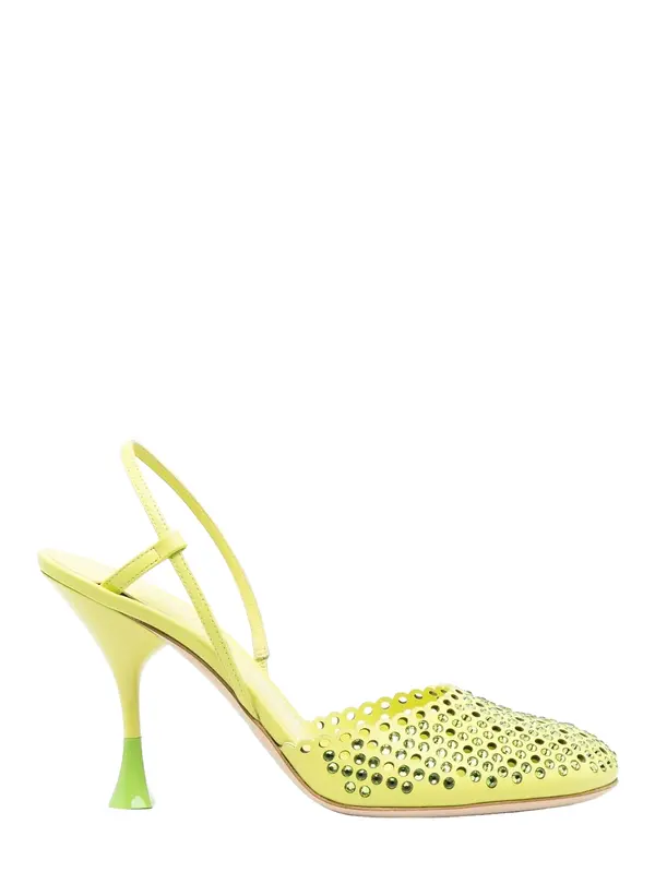 3JUIN Rhinestone Embellished Heels - Green