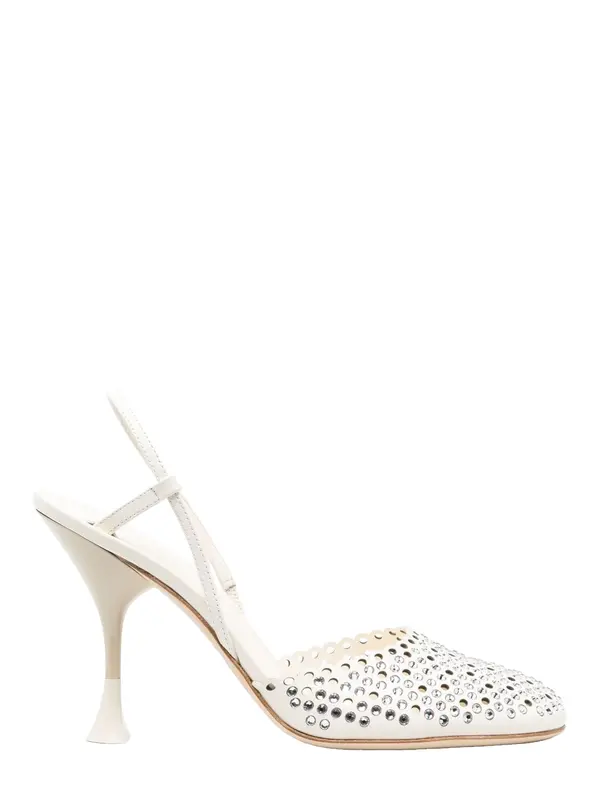 3JUIN 110mm Rhinestone Leather Pumps - Neutrals