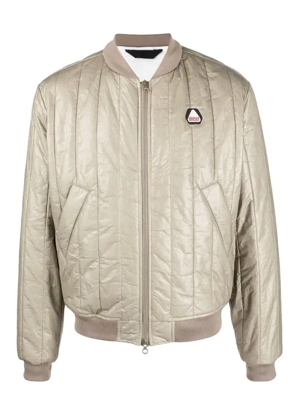 DIESEL® Quilted Bomber Jacket - Neutrals
