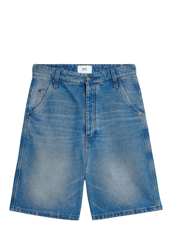 Ami Alex Wide-leg Denim Shorts - Blue