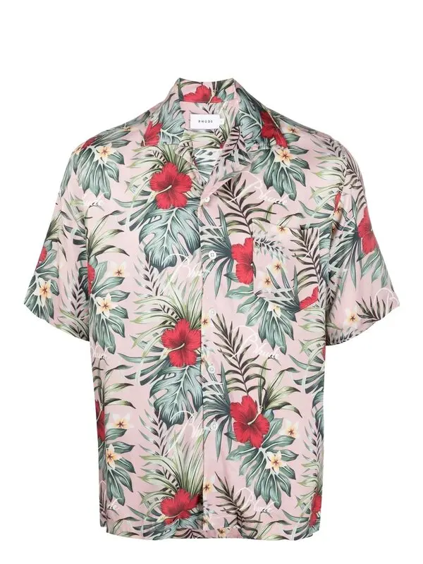 Rhude All-over Floral-print Bowling Shirt - Pink