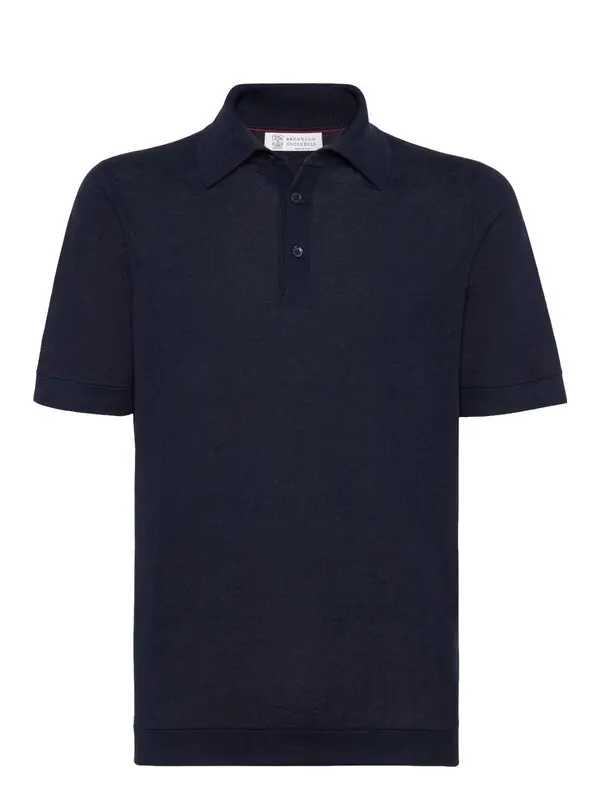 Brunello Cucinelli Linen-blend Polo Shirt - Blue