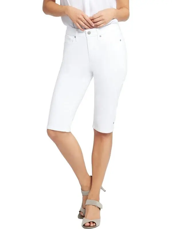NYDJ Side Slit Capri Bike Shorts - Optic White