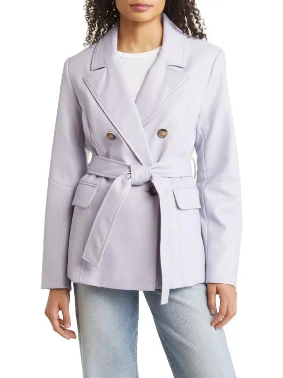 Sanctuary Belted Faux Leather Blazer - Lavender