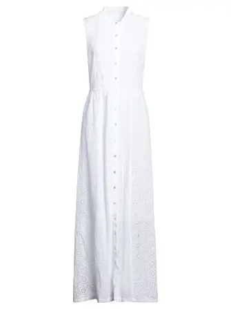 120% Lino Maxi Shirt Dress - White