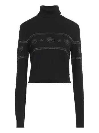 CHIARA FERRAGNI Turtleneck Knit Top - Black