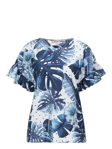 TWINSET Floral Print Woven Top - Blue