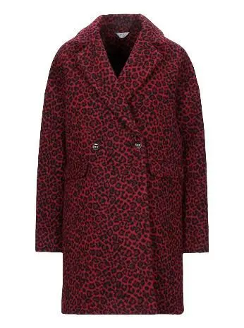 LIU •JO Felted Leopard-print Double-breasted Coat - Red