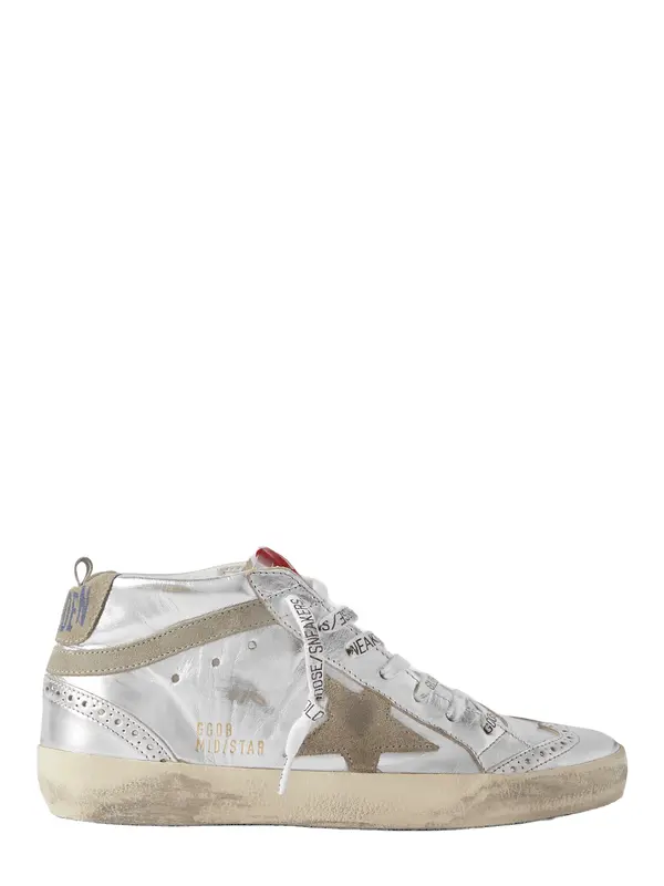 GOLDEN GOOSE Mid Star Leather Sneakers - Silver