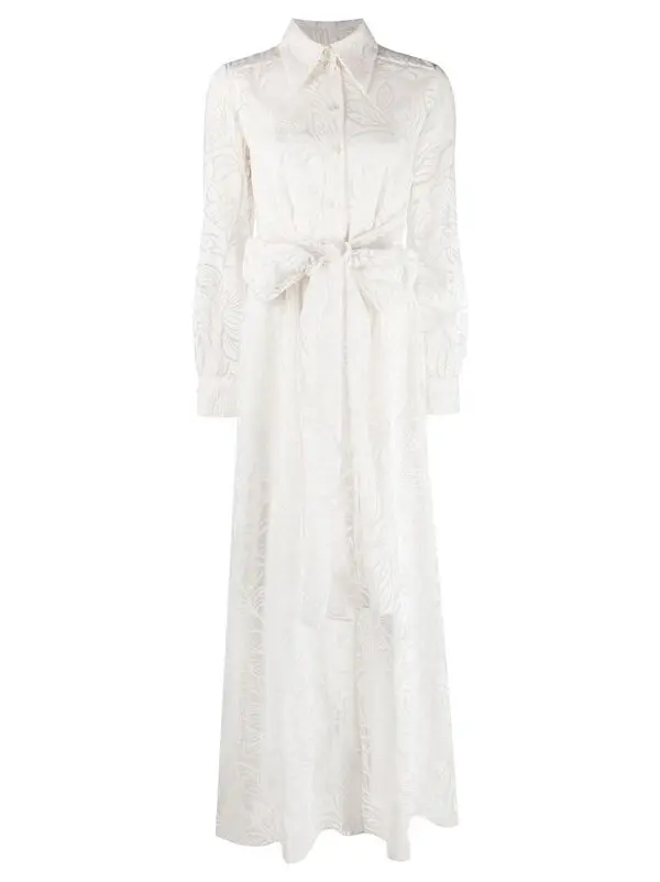 Alberta Ferretti Floral Print Long Sleeve Maxi Dress - White
