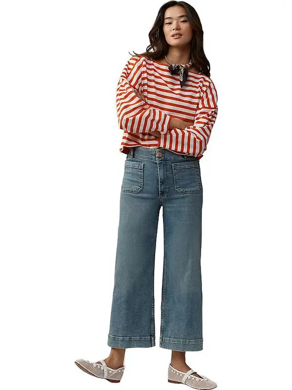 Maeve The Colette Crop Wide-leg Jeans - Blue Algae Wash