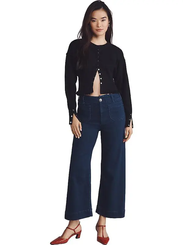 Maeve The Colette Crop Wide-leg Jeans - Dark Denim