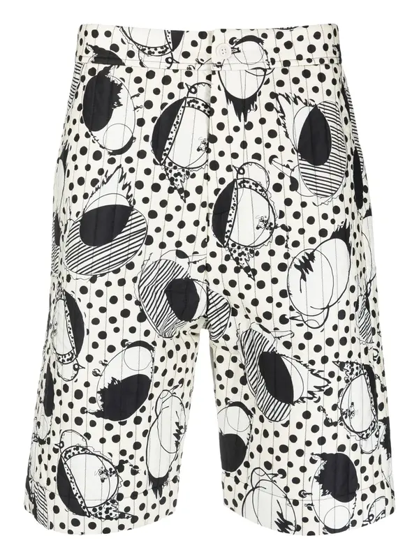 Henrik Vibskov Wheel Abstract-print Quilted Shorts - White