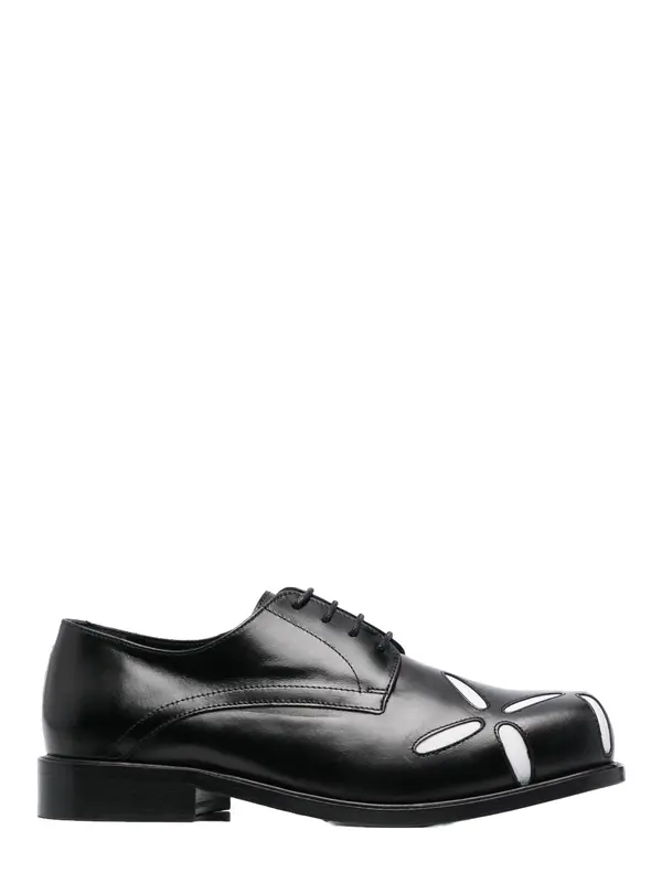 STEFAN COOKE Slashed Square-toe Derby Shoes - Black