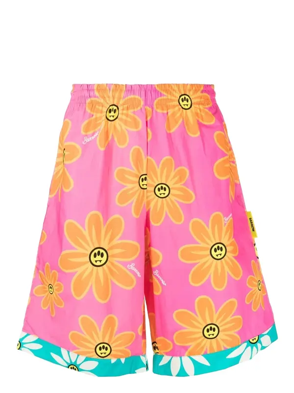 BARROW Logo-print Cotton Shorts - Pink