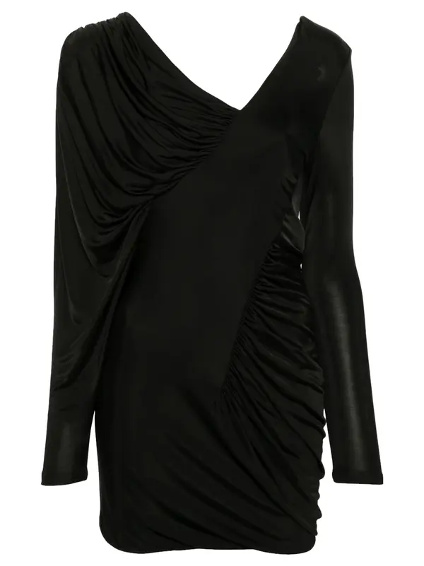 Saint Laurent Draped Mini Dress - Black