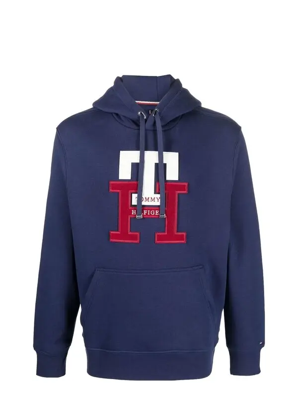 Tommy Hilfiger Logo-appliqué Cotton-blend Hoodie - Blue