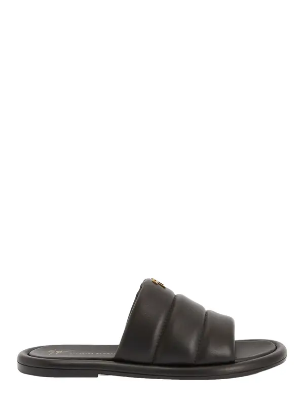 GIUSEPPE ZANOTTI Harmande Quilted Leather Slides - Black