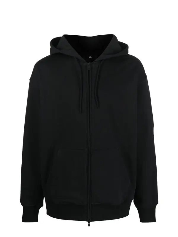 Y3 Front Zip Fastening Hoodie - Black