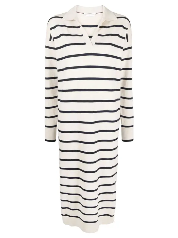 Tommy Hilfiger Striped Knit Midi Dress - Neutrals