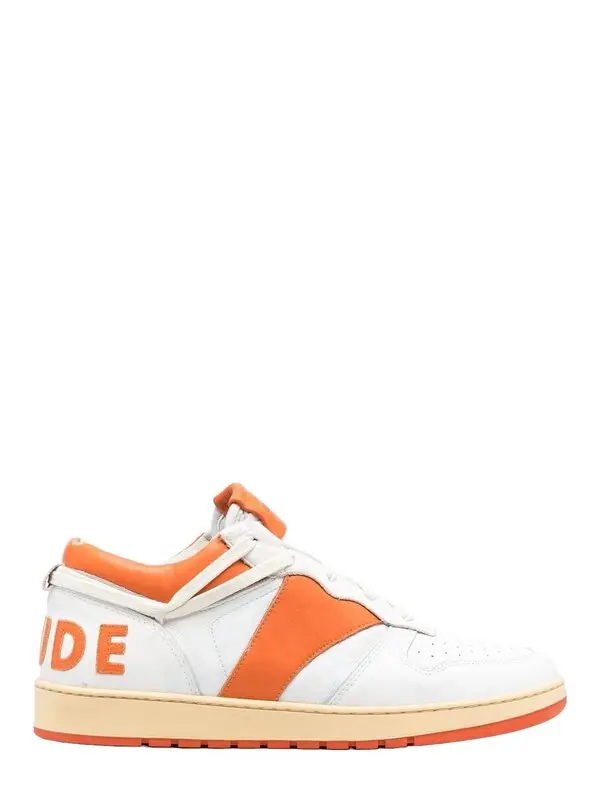 Rhude Logo-patch Leather Sneakers - White