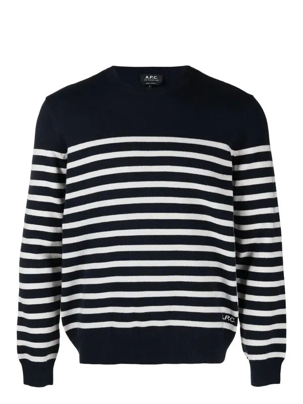 A.p.c. Striped Knitted Jumper - Blue