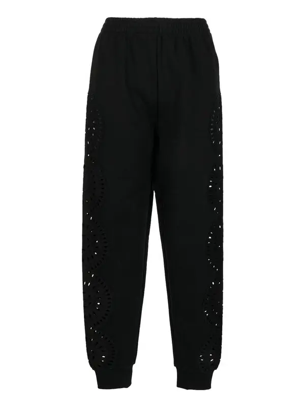 Stella McCartney Cotton Blend Embroidered Drawstring Trousers - Black