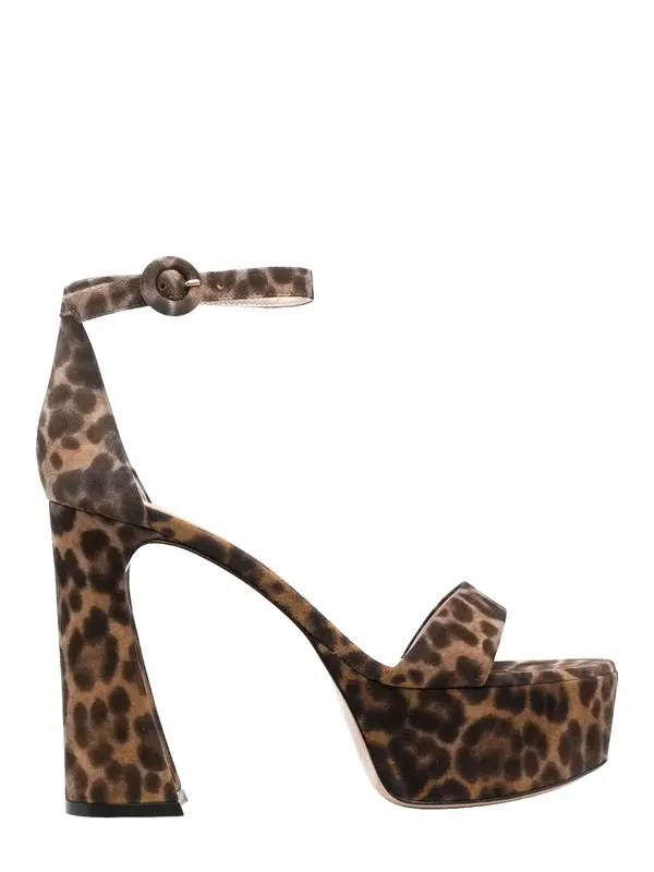 GIANVITO ROSSI Holly Leopard-print Sandals - Brown