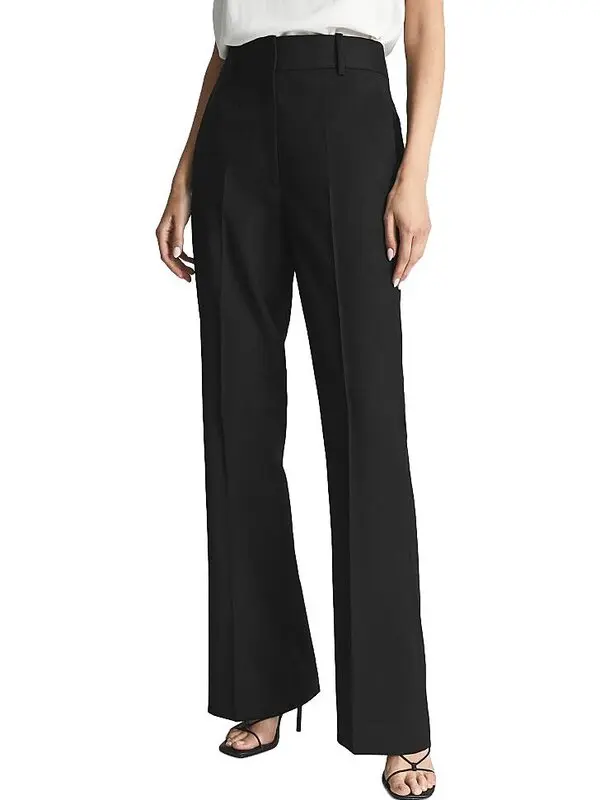 REISS Haisley Flared Leg Trousers - Black