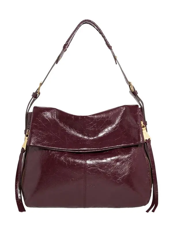 AIMEE Bali Double Entry Leather Hobo - Cherry Crinkle
