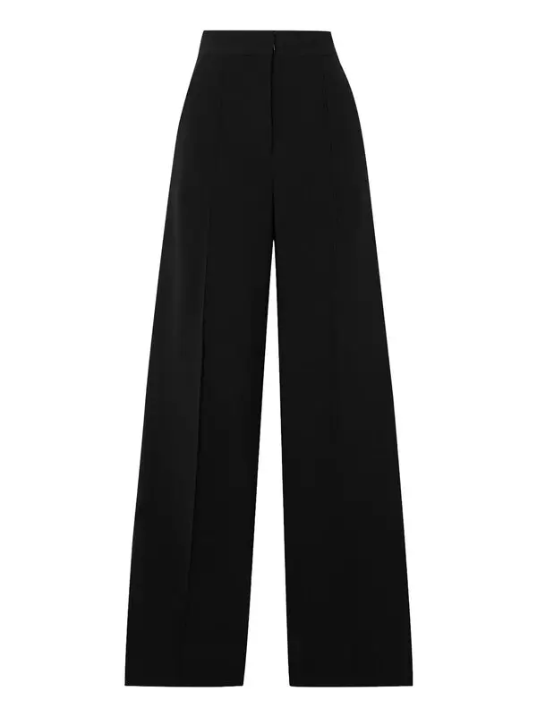Another Tomorrow Net Sustain Stretch-merino Wool Wide-leg Pants - Black