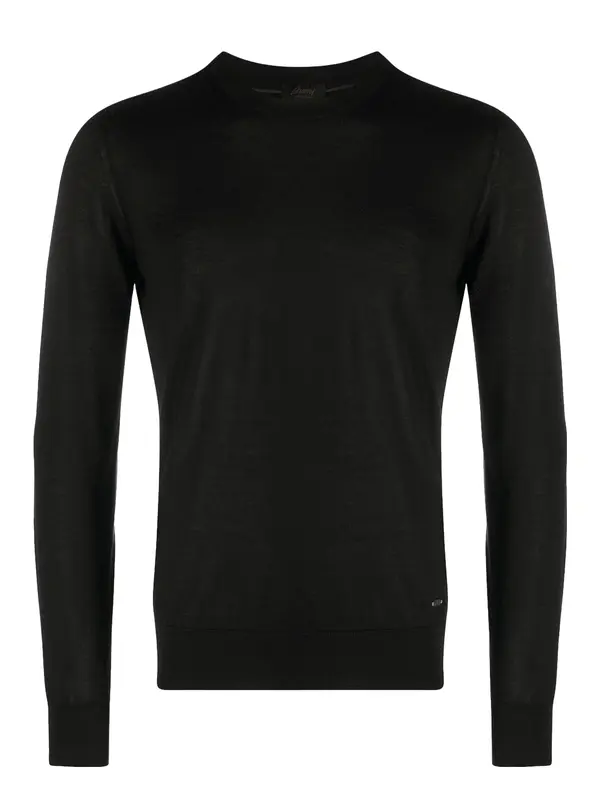 Brioni Crew-neck Cashmere-silk Jumper - Black