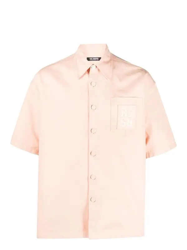 Raf Simons Logo-patch Cotton Shirt - Orange