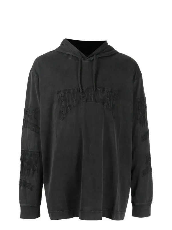 Givenchy Embroidered Logo Faded-effect Hoodie - Black