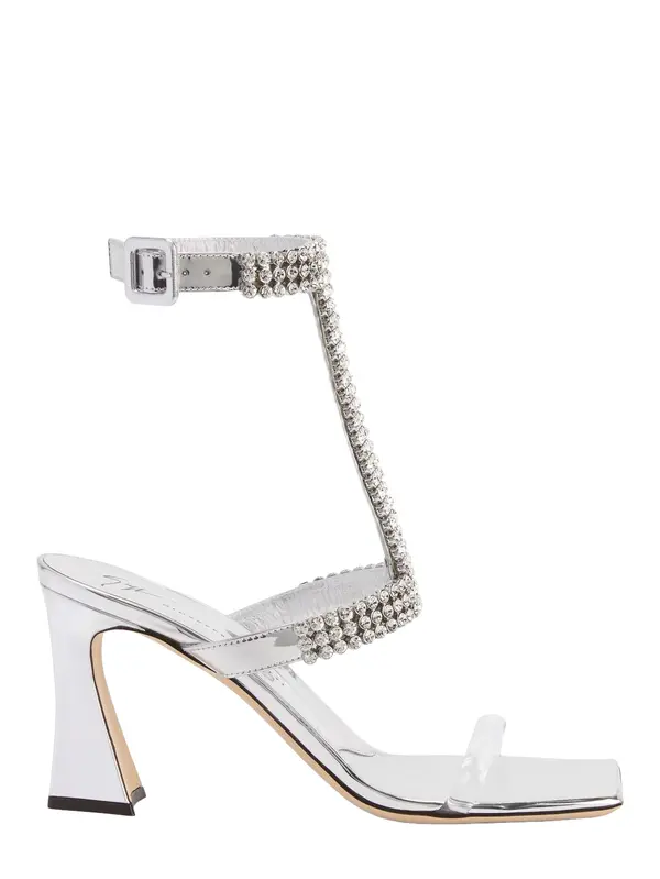 GIUSEPPE ZANOTTI 85mm Devine Crystal Sandals - Silver