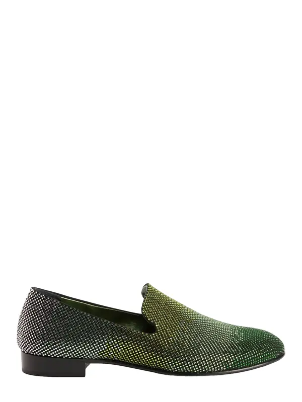 GIUSEPPE ZANOTTI Lewis Sparkle Rhinestone Loafers - Green