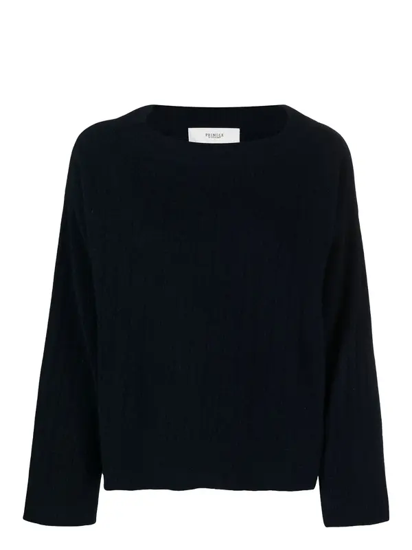 Pringle Of Scotland Wide-neck Ribbed-knit Jumper - Blue