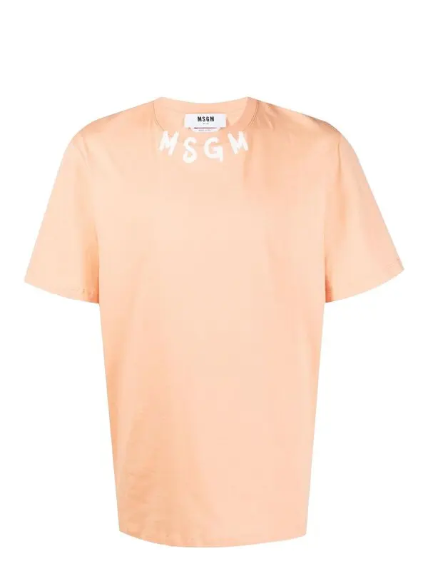 MSGM Logo-print Cotton T-shirt - Orange