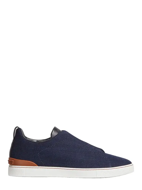 Zegna Triple Stitch Denim Sneakers - Blue
