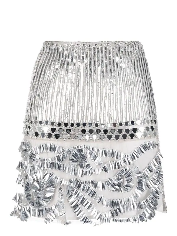 Alberta Ferretti Sequin-embellished Mini Skirt - Silver